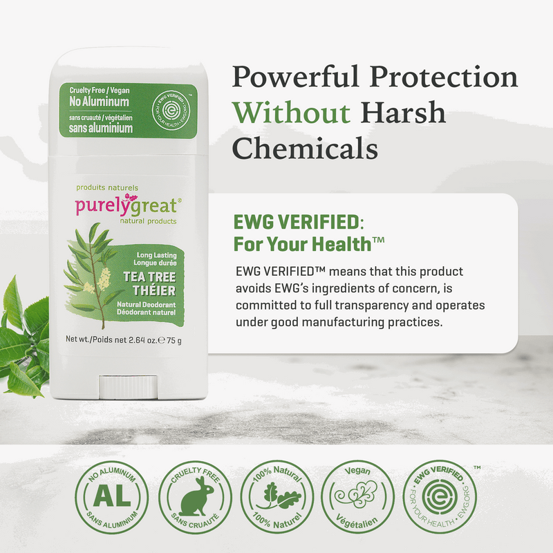 Tea Tree Stick Deodorant | All Natural & Aluminum Free - Purelygreat ...