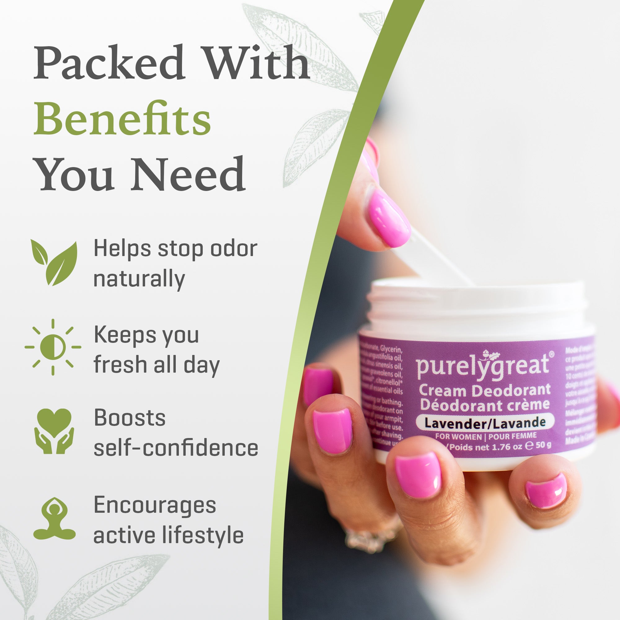 Lavender Natural Cream Deodorant for Women | PurelyGreat - Purelygreat ...
